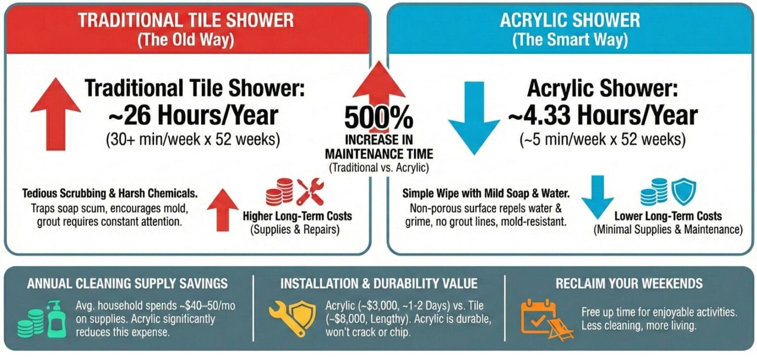 Easy-to-Clean Acrylic Showers | Quick & Low-Maintenance